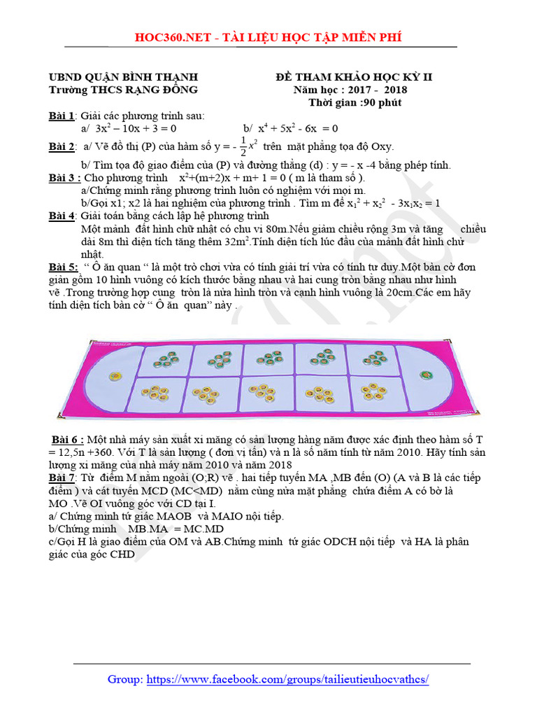 De Tham Khao hk2 Toan 9 Thcs RD | PDF