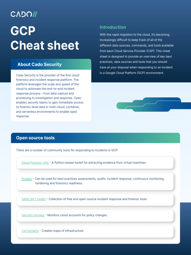 GCP Cheat Sheet: About Cado Security | PDF | Cloud Computing | I Cloud