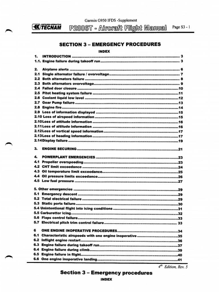 Sezione 3 - Emergency Procedures | PDF | Landing Gear | Aircraft