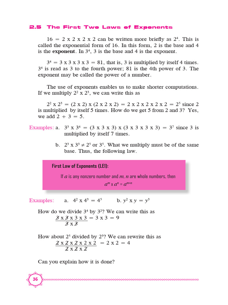 15 - 2.5 94kDRE | PDF | Exponentiation | Mathematical Notation