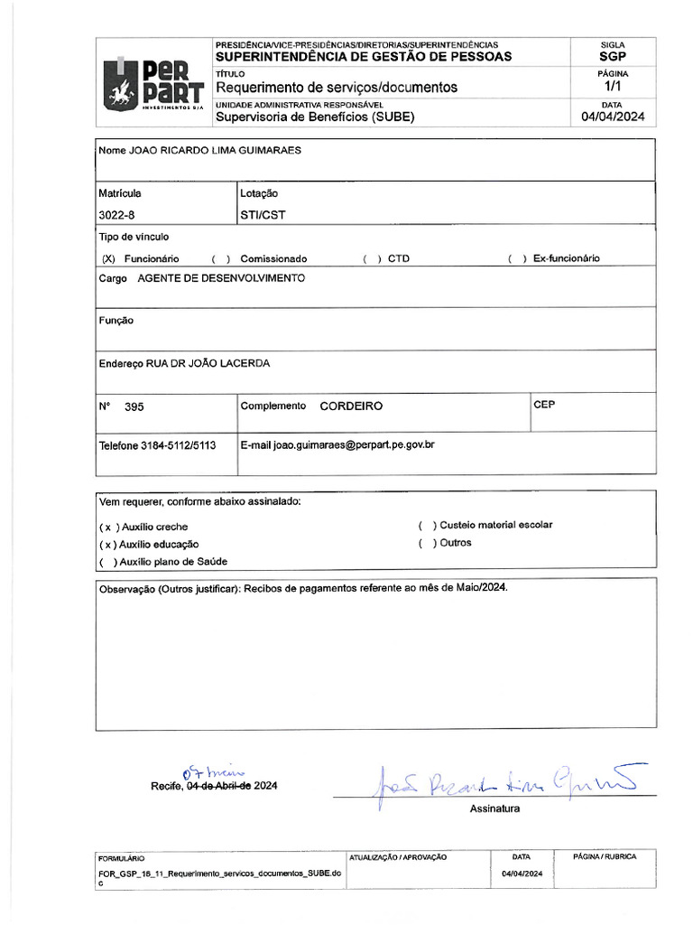 Requerimento SGP | PDF