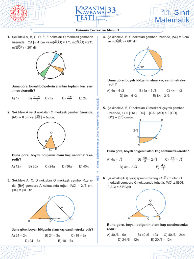 Sınıf Matematik Matematik: A B O 60° B A | PDF