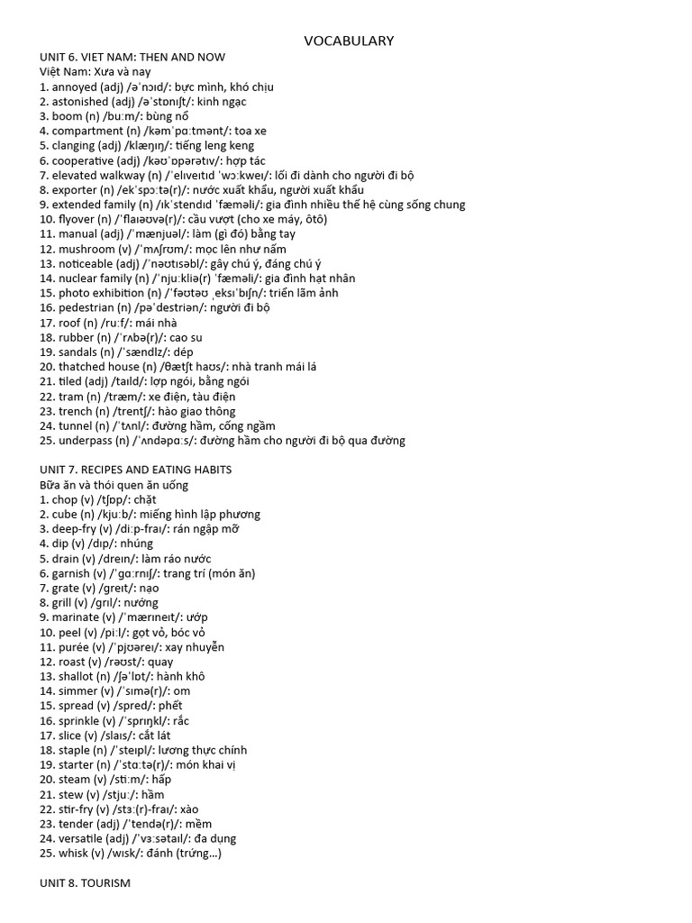 Vocabulary Anh 9 | PDF