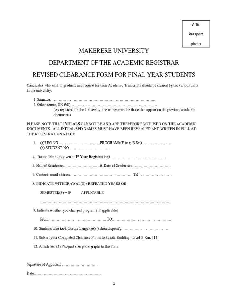 Clearence Form Revised | PDF