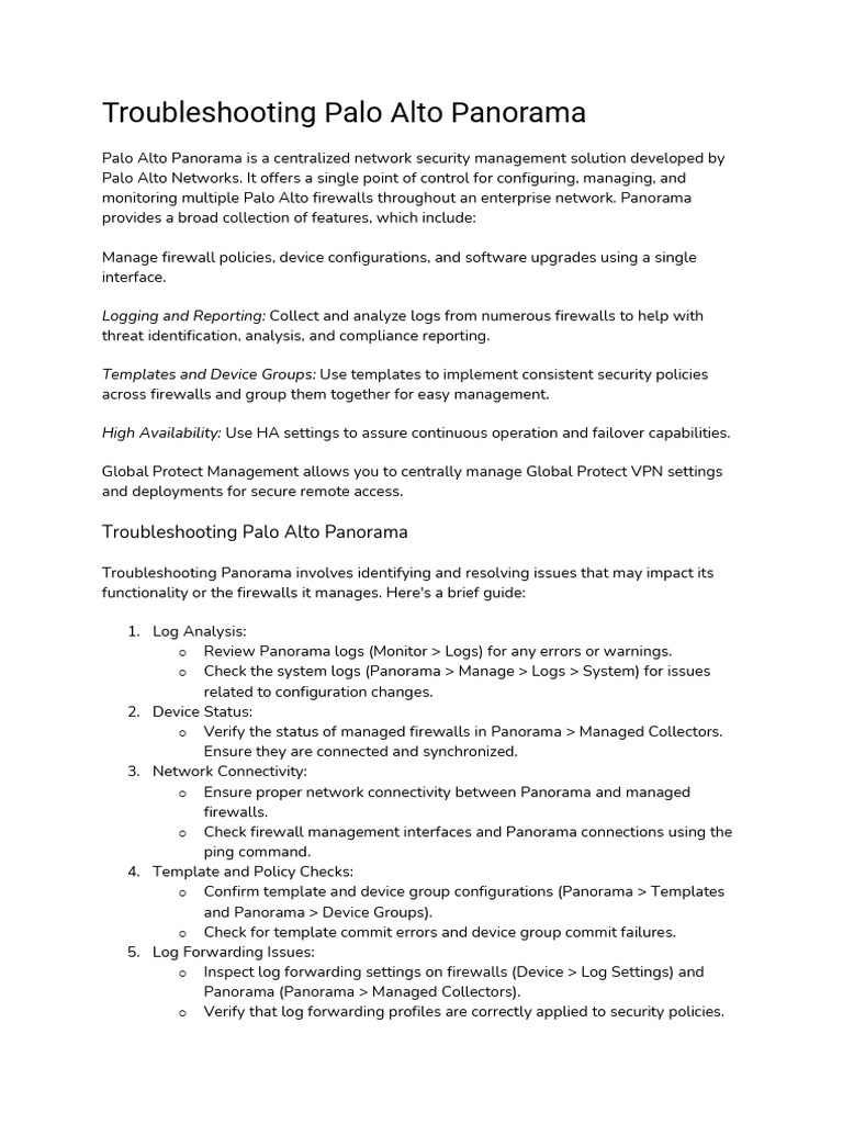 Palo Alto Panorama Troubleshooting | PDF | Firewall (Computing) | Transport Layer Security