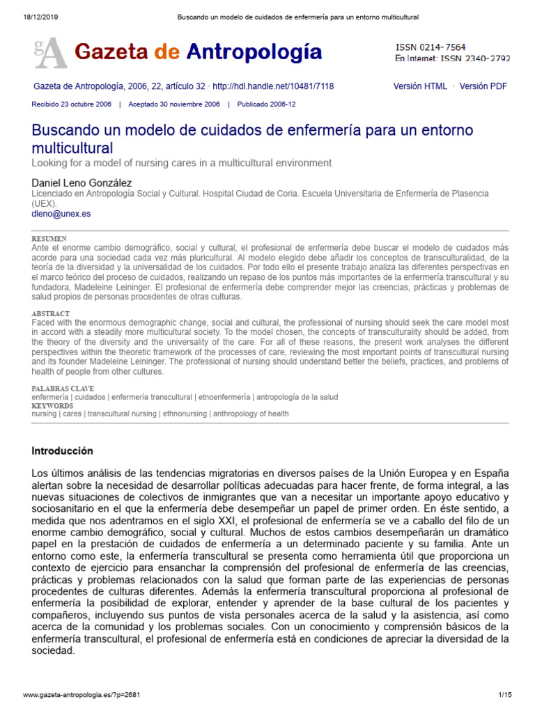 Gonzalez Daniel Leininger-1 | PDF | Enfermería | Conocimiento
