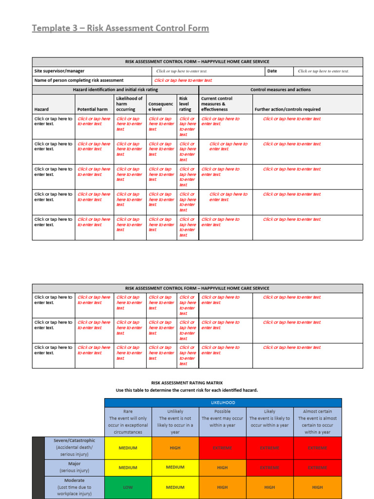CHC43015 - M1 - Template 3.v1.0 | PDF | Risk | Risk Assessment