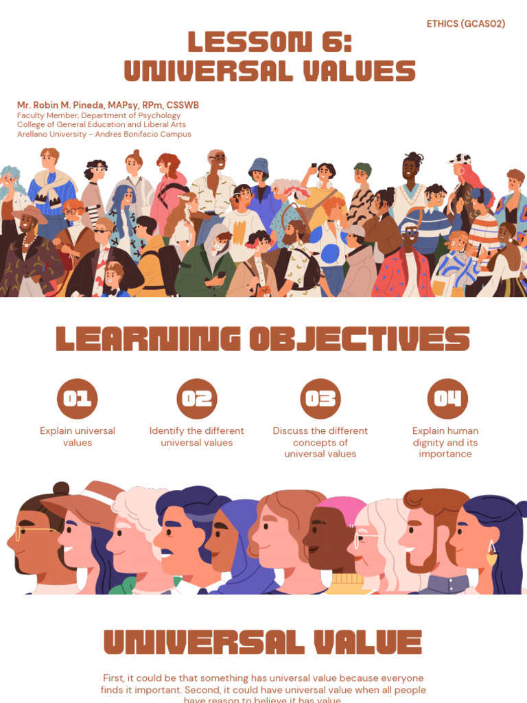 Lesson 6 Universal Values | PDF | Dignity | Liberal Arts Education