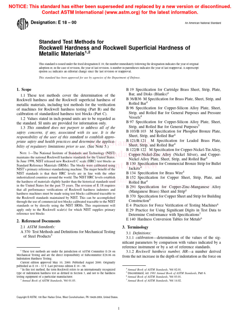 Astm E18 00 | Download Free PDF | Hardness | Building Engineering