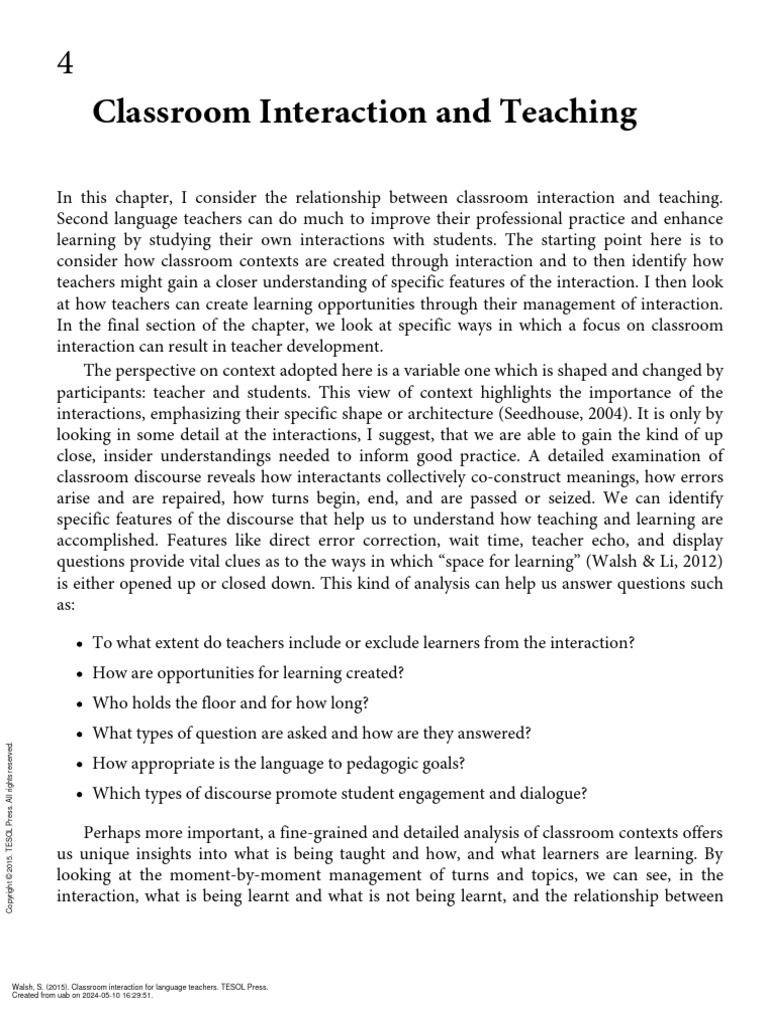 Classroom Interaction For Language Teachers - (4 Classroom Interaction ...