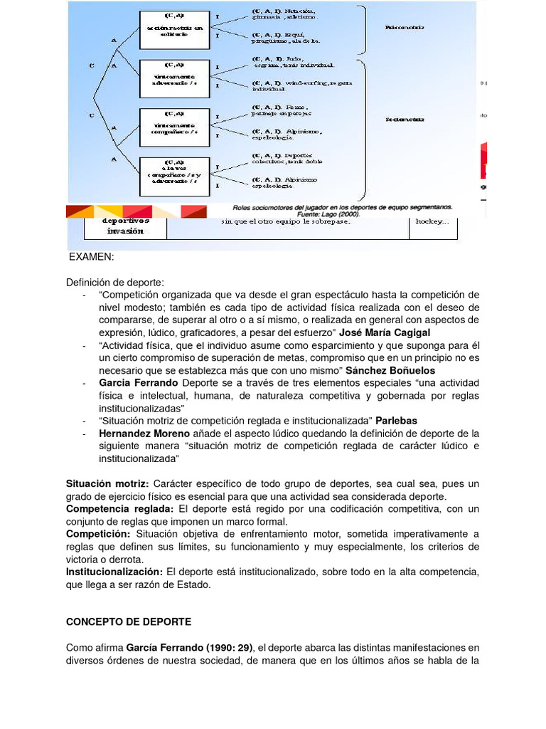 Definición y clasificación del deporte | PDF | Deportes | Defensor ...