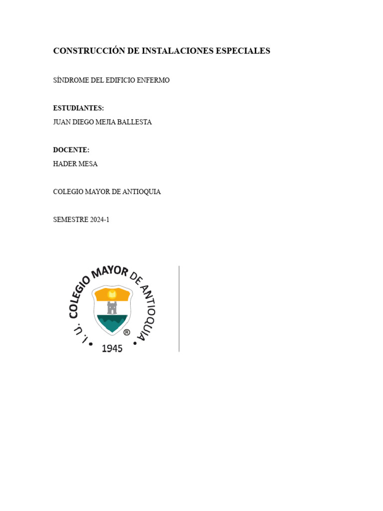 SINDROME DEL EDIFICIO ENFERMO (1) | PDF | Ventilación (Arquitectura) | edificio
