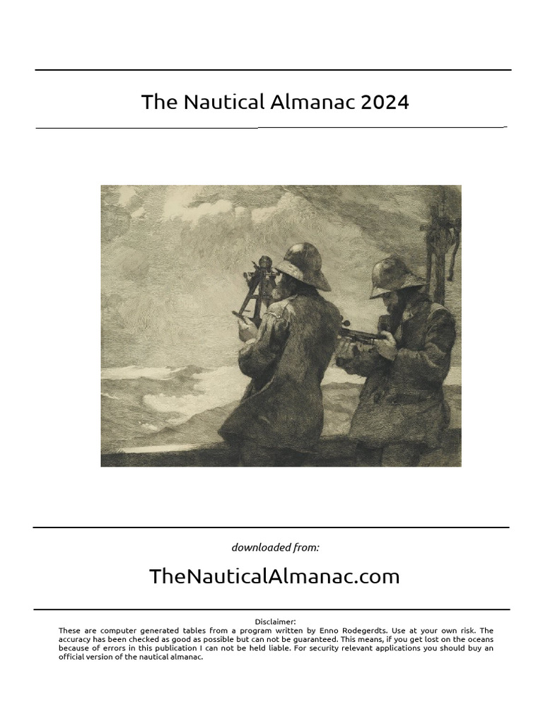 2024 Nautical Almanac | PDF | Twilight | Greenwich Mean Time