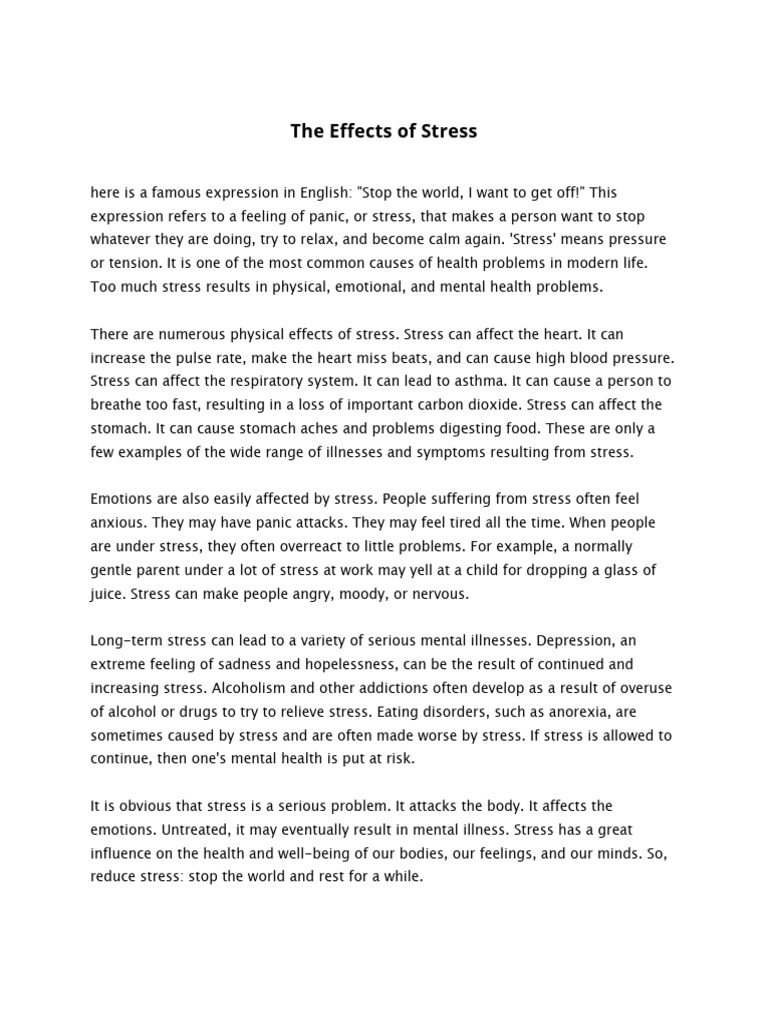 The Effects of Stress | PDF | Stress (Biology) | Mental Disorder