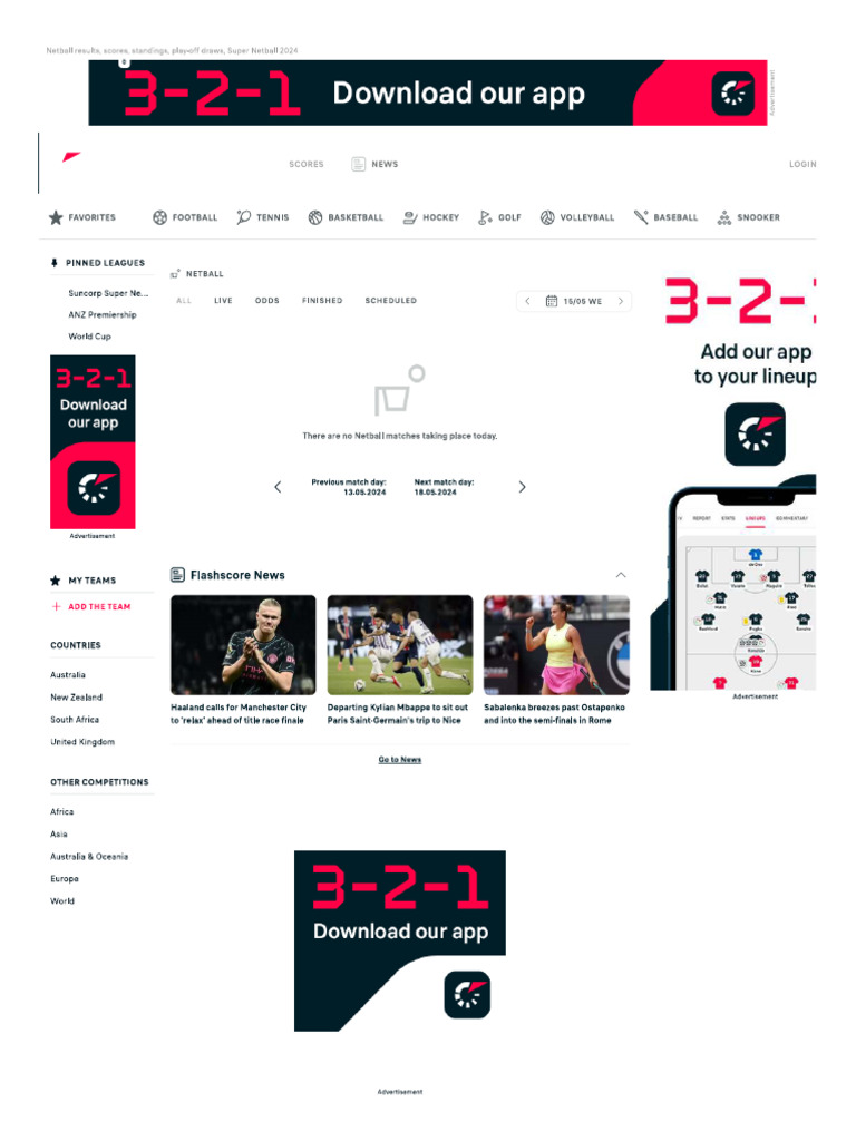 Live Netball Scores - Netball Results, Standings | PDF