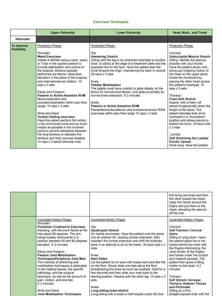 PTAT 1 Exercise Techniques | Download Free PDF | Anatomical Terms Of ...