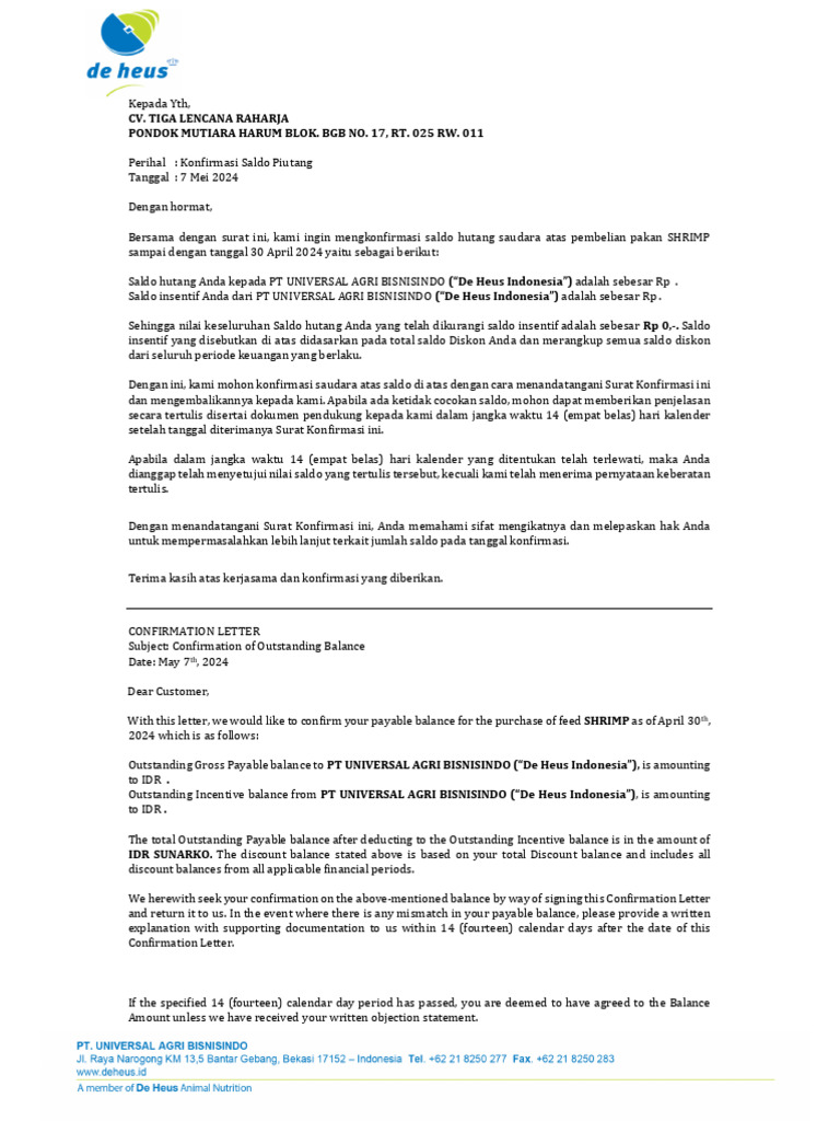 Ar Konfirmasi - Ivandra Raharjo s1 - Cv. Tiga Lencana Raharja - Per Apr ...