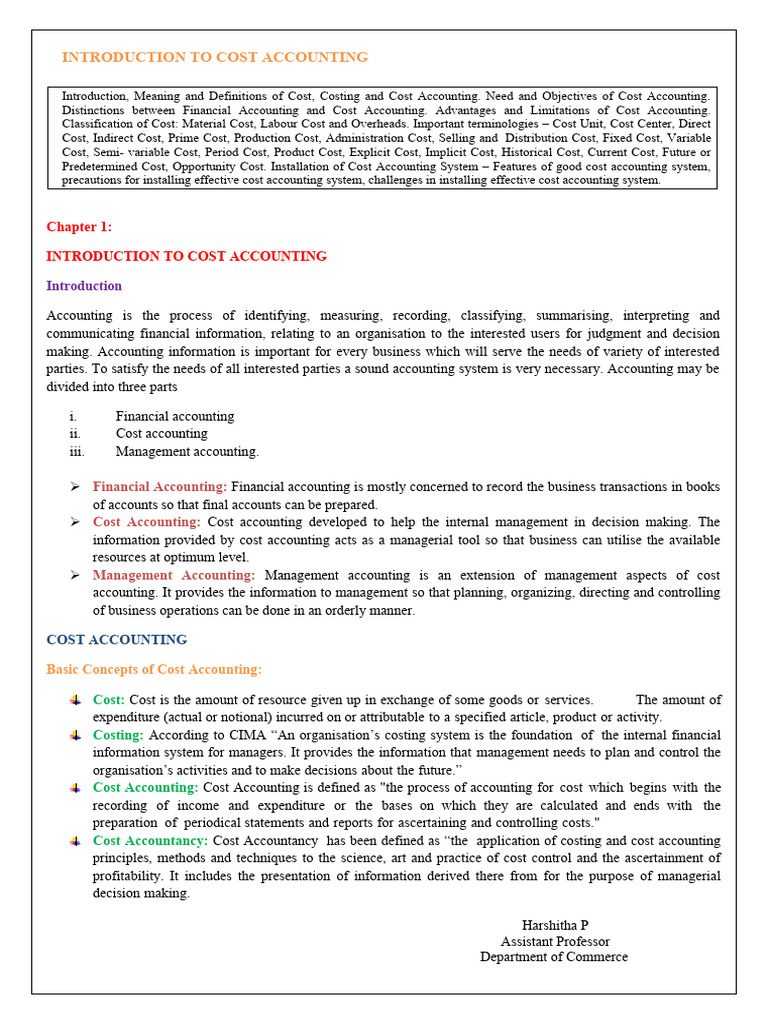 1.4 Chapter 1 Introduction To Cost Accounting | PDF | Cost Accounting ...