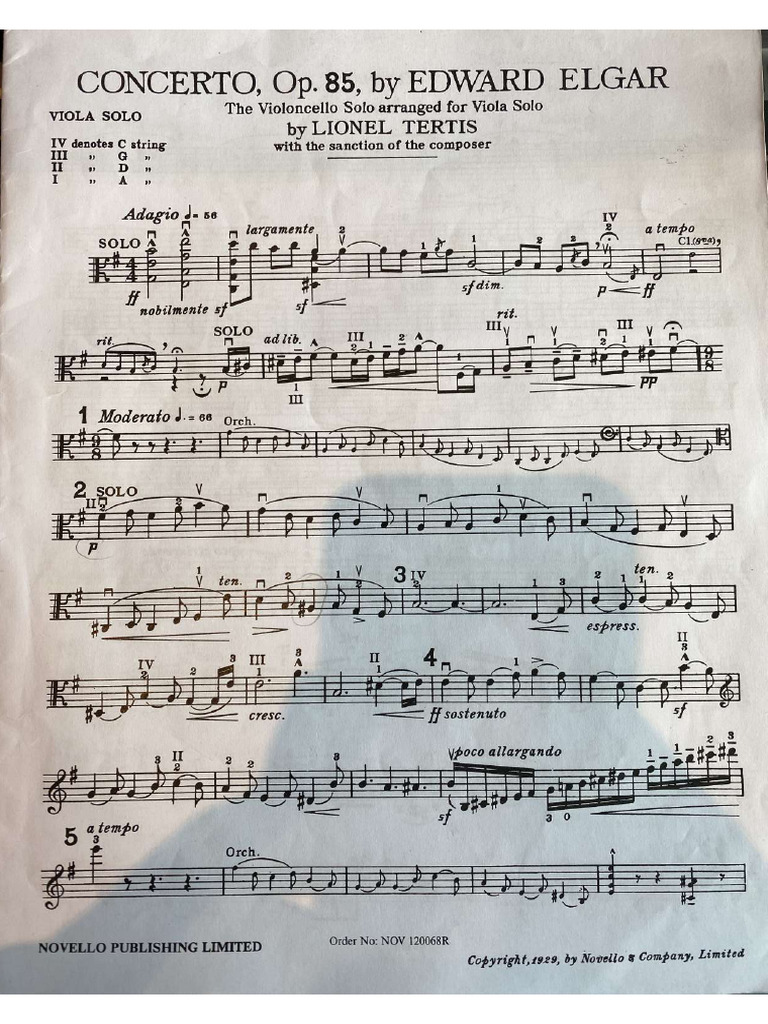 Elgar Cello Concerto Viola First Movement | PDF
