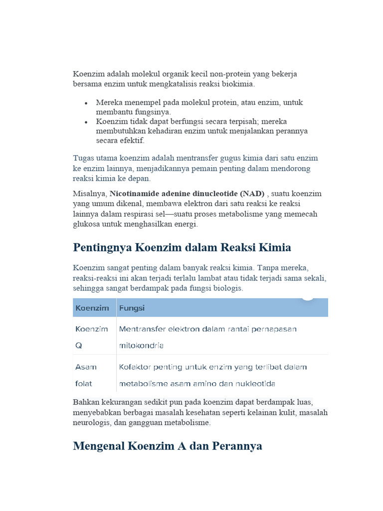 Enzim, Koenzim, Dan Kofaktor | PDF