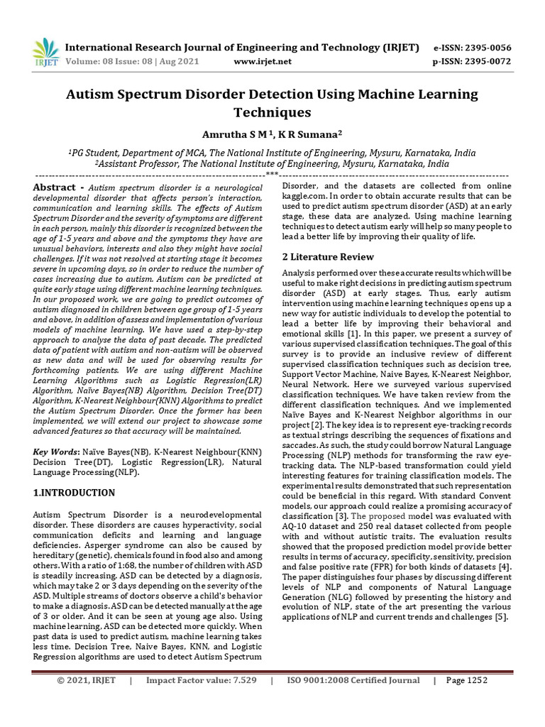 Autism Spectrum Disorder Detection Using | PDF | Autism Spectrum ...