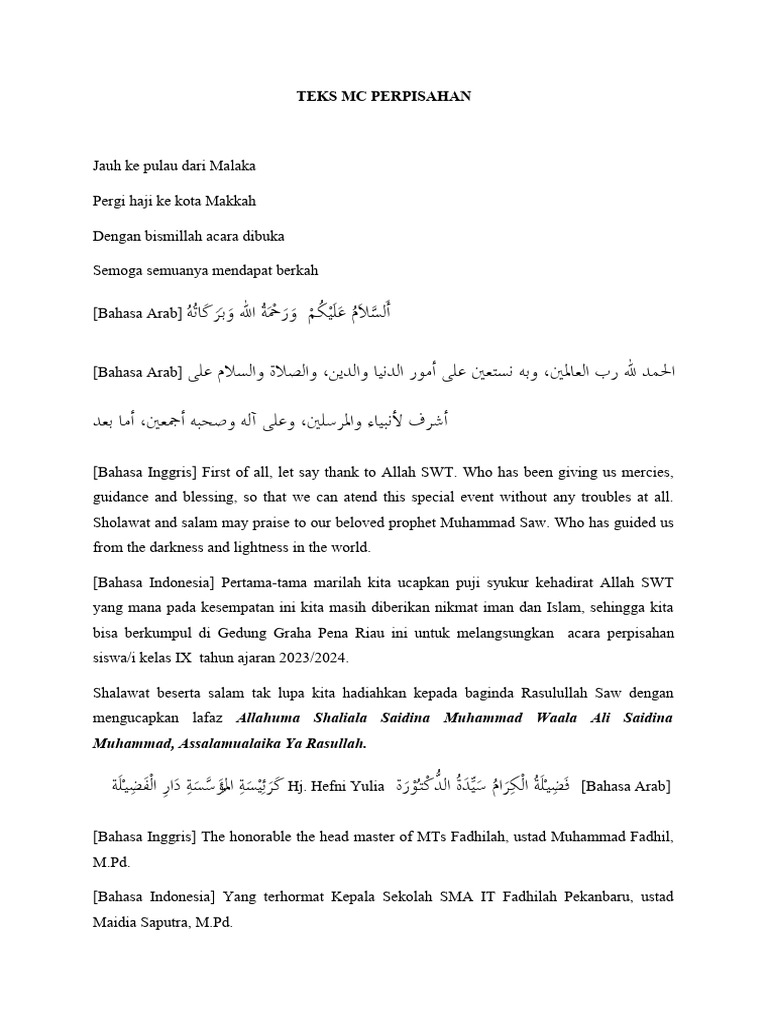 Teks MC Versi Rundown | PDF