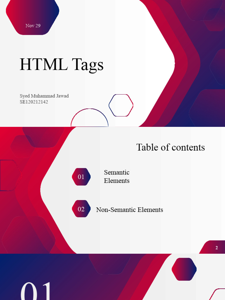 HTML Tags: Syed Muhammad Jawad SE120212142 | PDF | Html | Html Element