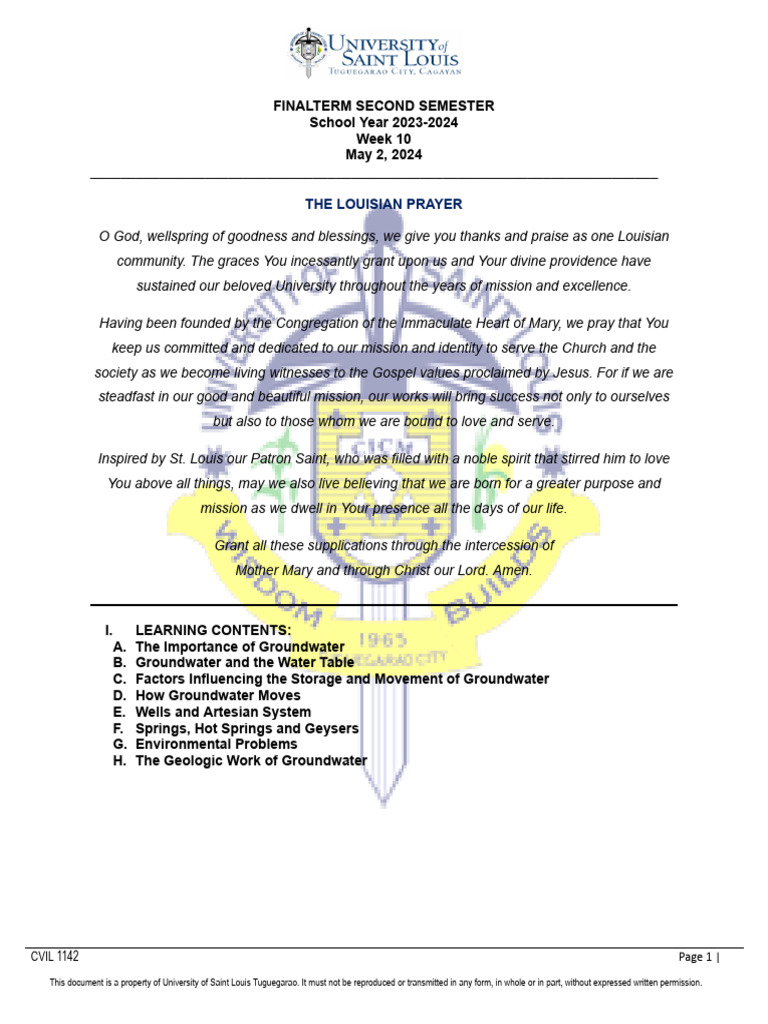 CVIL 1142 Final Term Module 10 | PDF | Aquifer | Groundwater