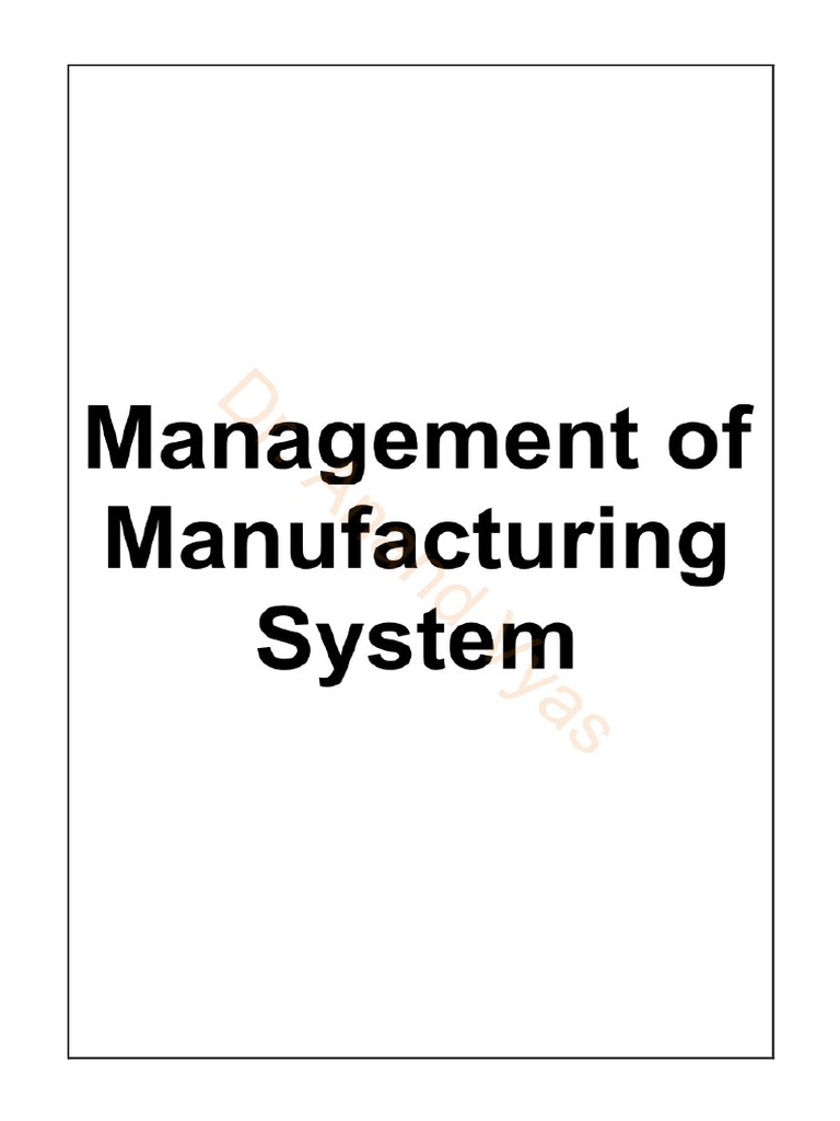 OM_3 Management of Manufacturing System | PDF