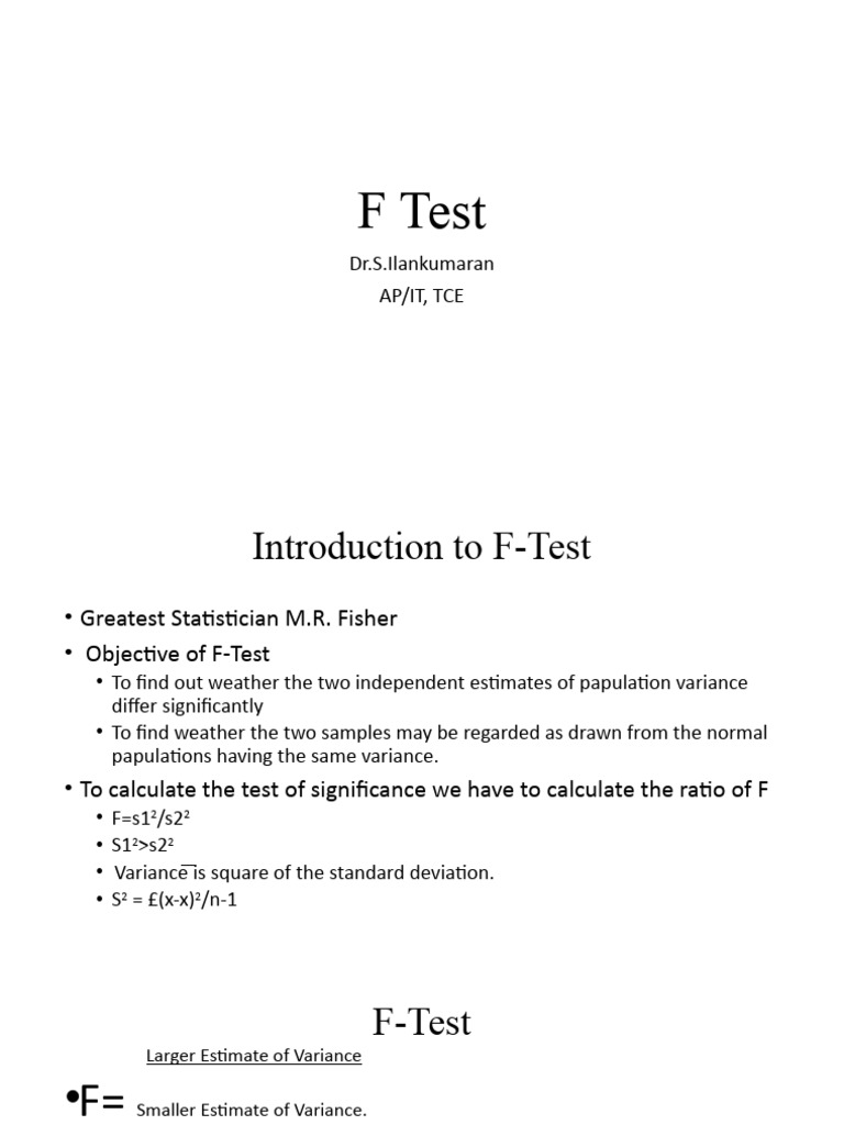 F Test | PDF | Teaching Methods & Materials