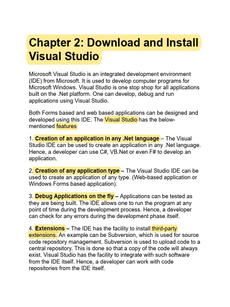 Chapter-2 - Download and Install Visual Studio - Noted | PDF ...