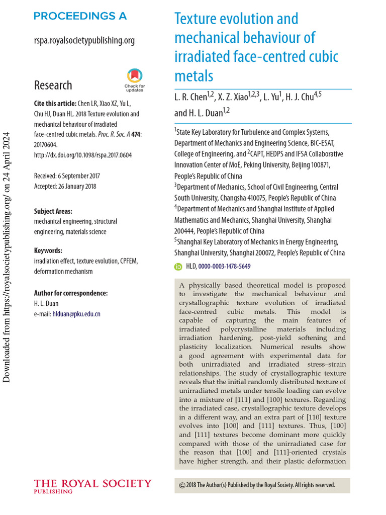 Chen Et Al 2018 Texture Evolution and Mechanical Behaviour of ...