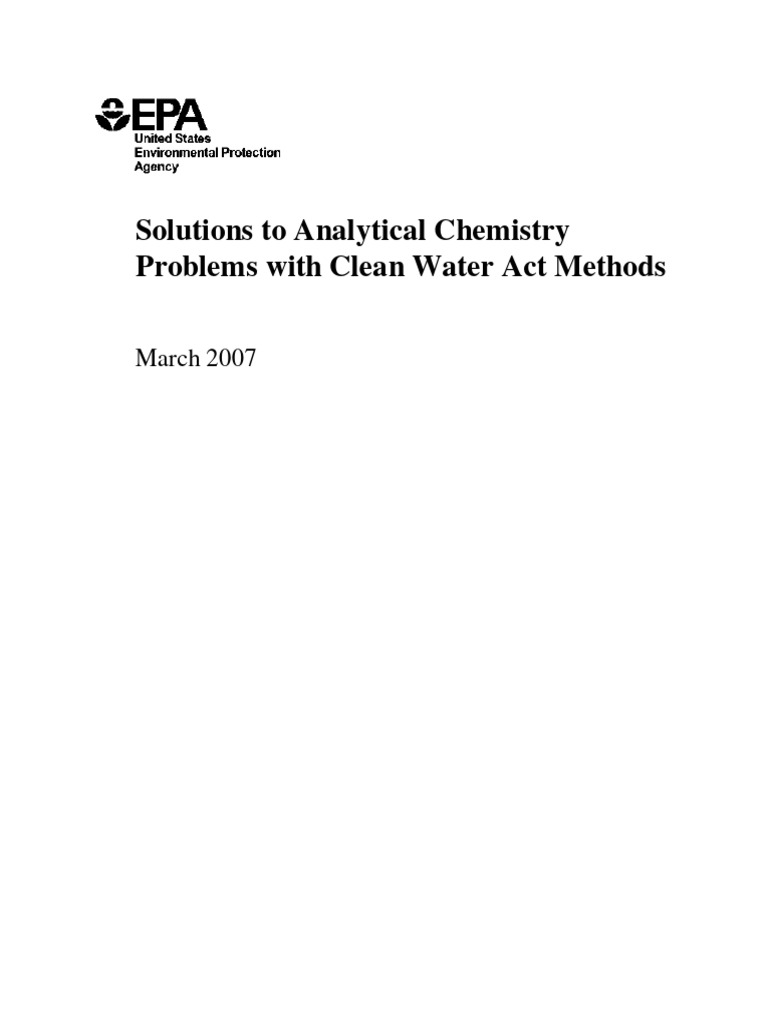 Solutions To Analytical Chemistry Problems With Clean Water Act Methods ...