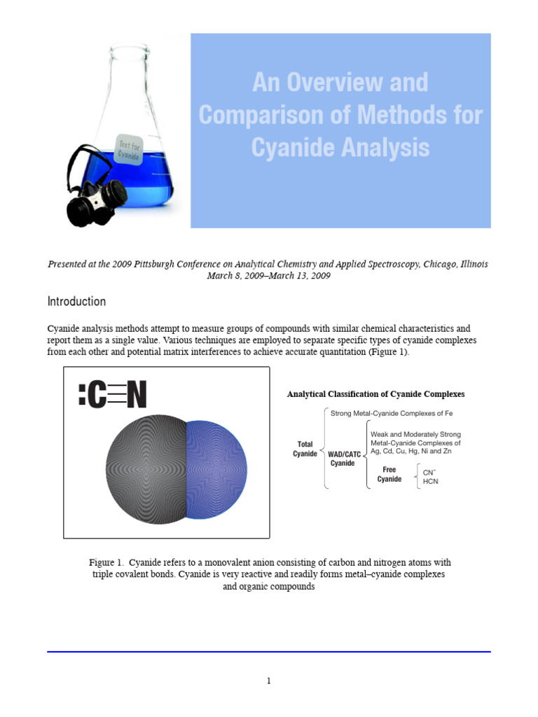 An Overview and Comparison of Methods for Cyanide Analysis 2009 | PDF | Cyanide | Coordination ...
