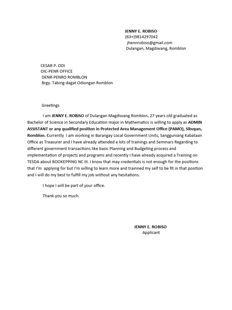 Application for Admin Assistant Position | PDF | Wellness