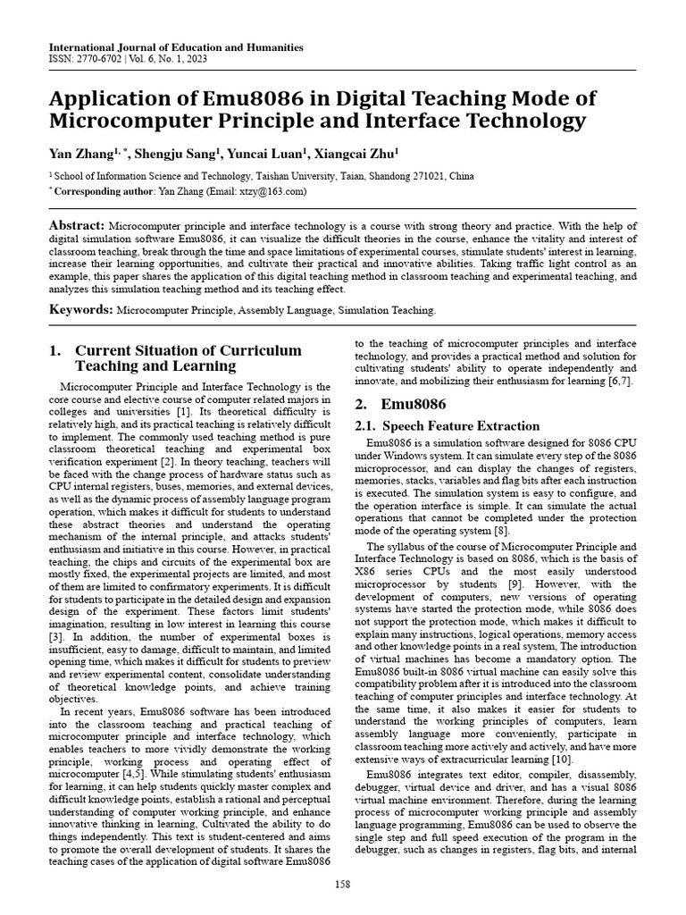 Application of Emu8086 in Digital Teaching Mode of | PDF | Programming | Computer Program