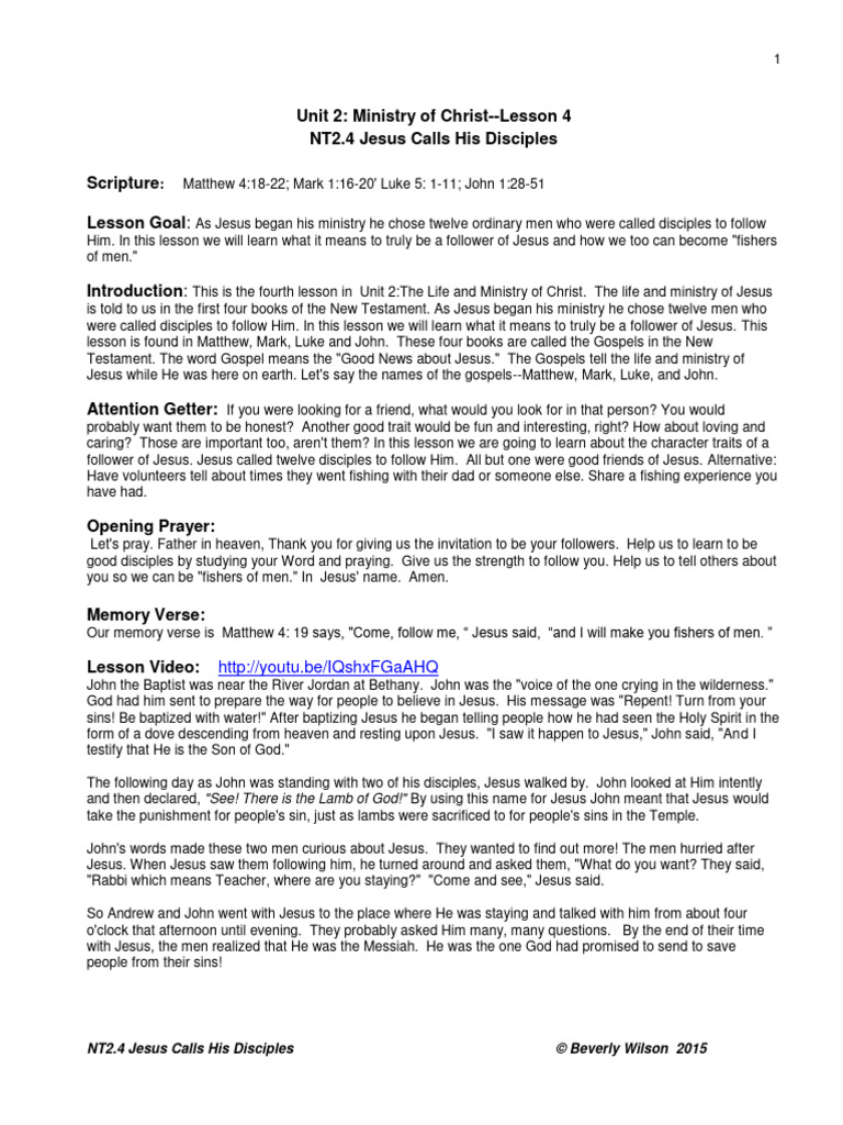 Jesus Calls His Disciples: A Lesson | PDF | John The Baptist | Jesus