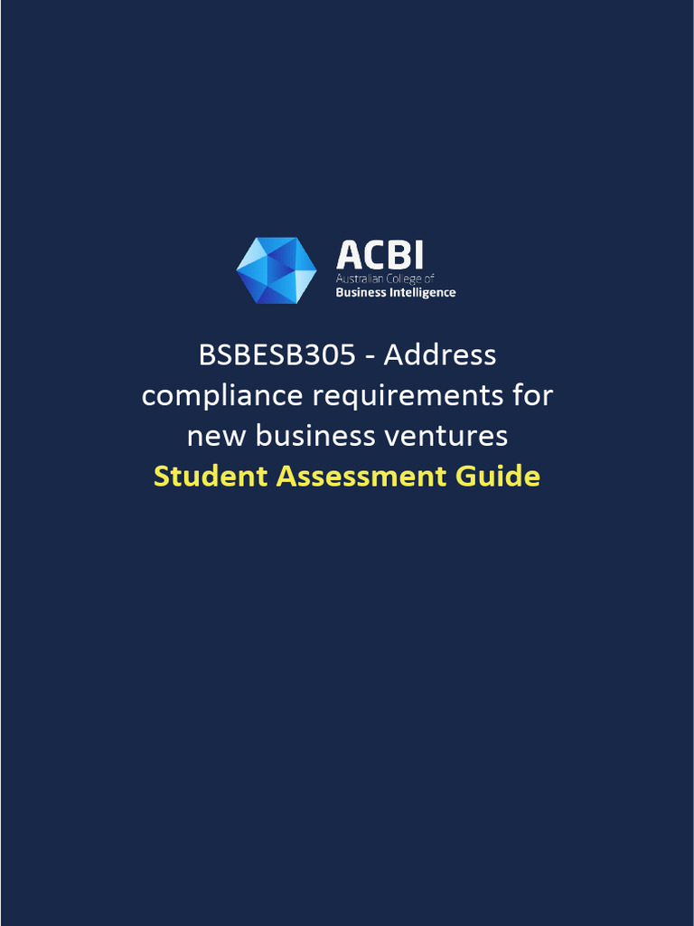1 - Student Assesment Guide BSBESB305 | PDF | Regulatory Compliance ...