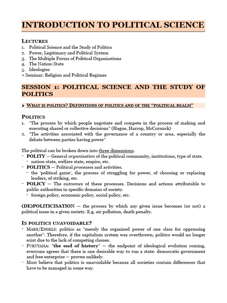Intro To Poli Sci | PDF | Power (Social And Political) | Theory