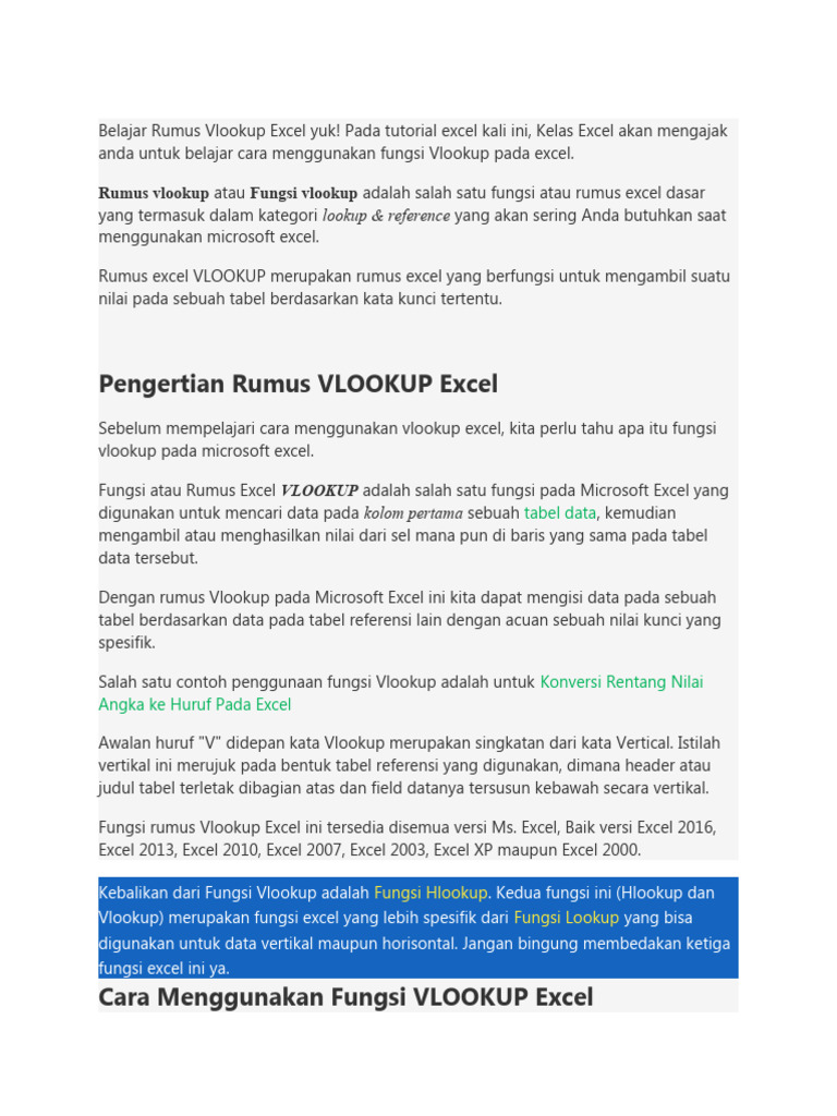 Belajar Rumus Vlookup Excel Yuk | PDF