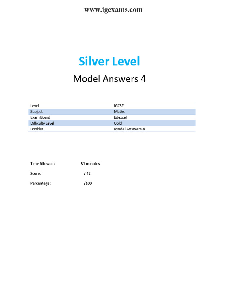B4 Silver Level Model Answers IGCSE9 1 MA | PDF | Planets | Saturn