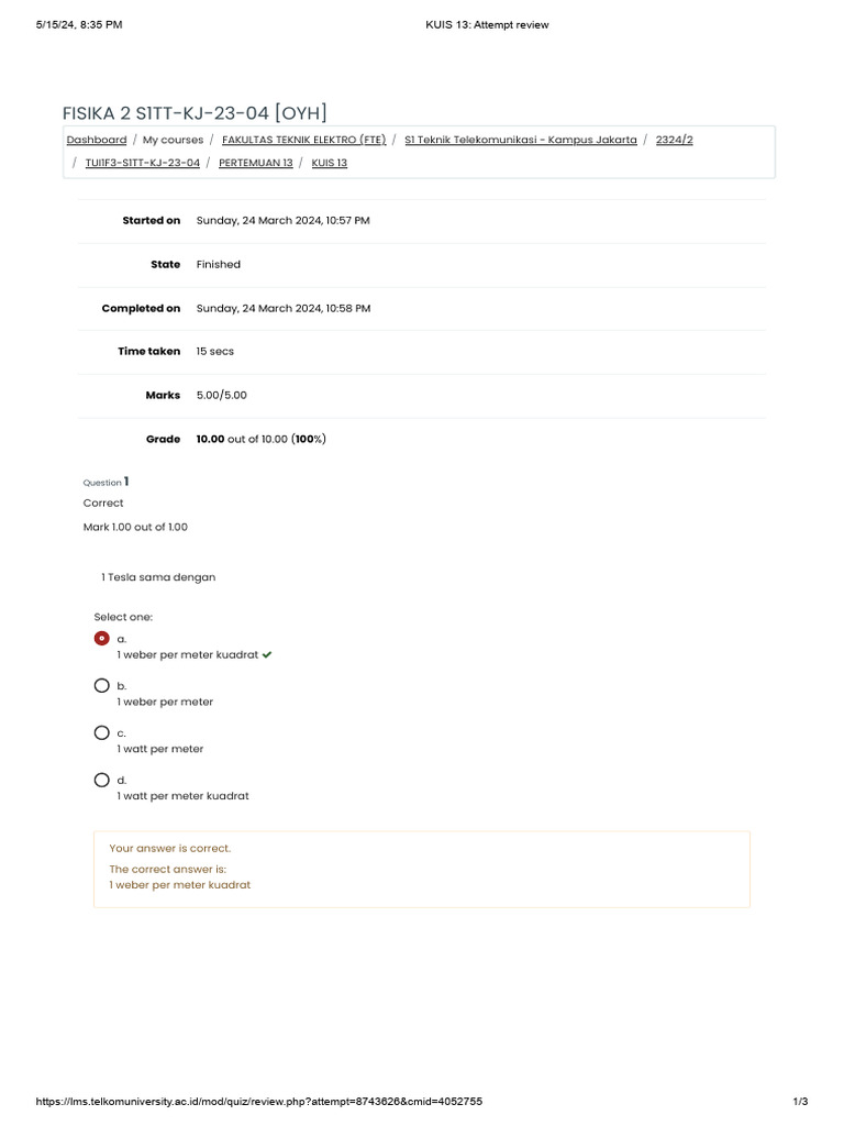 KJ Kuis 13 | PDF | Electromagnetism | International System Of Units