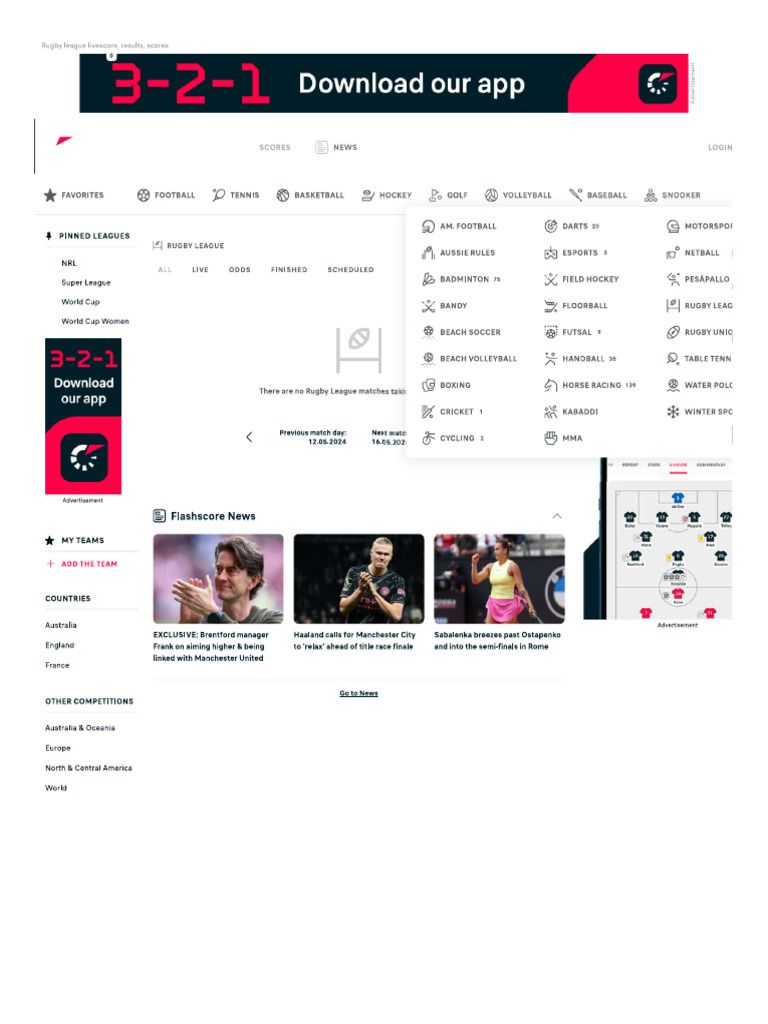 Live Rugby League Scores - Rugby League Results, Livescore | PDF