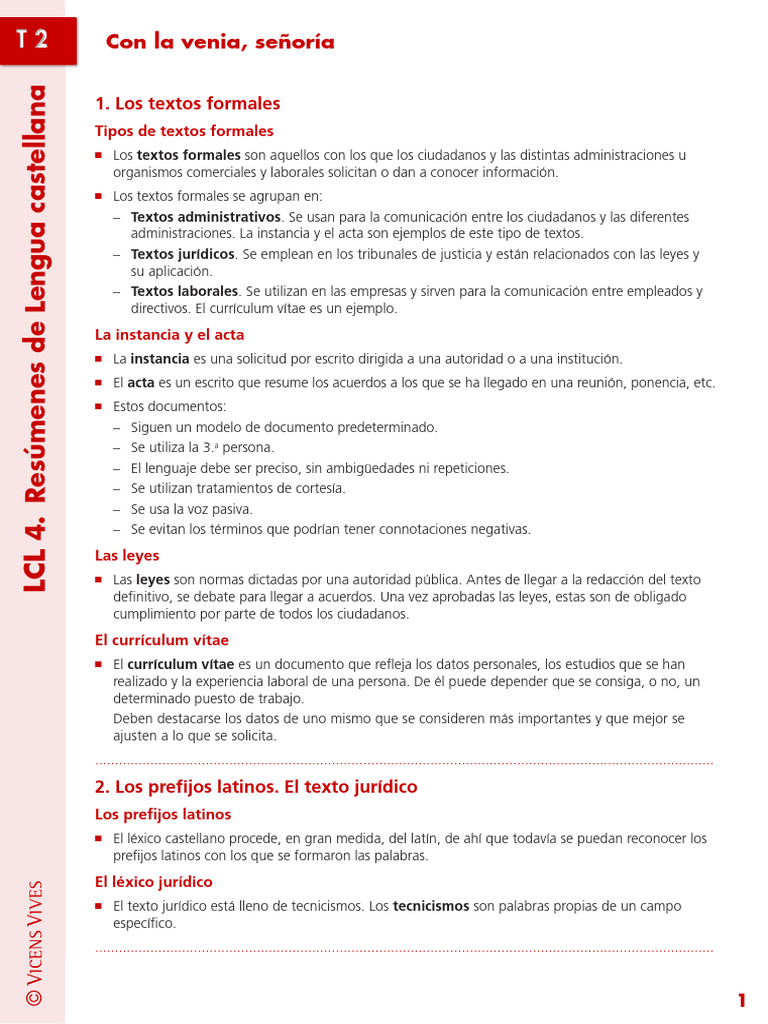 Con La Venia, Señoría: 1. Los Textos Formales | PDF | Verbo | Asunto ...