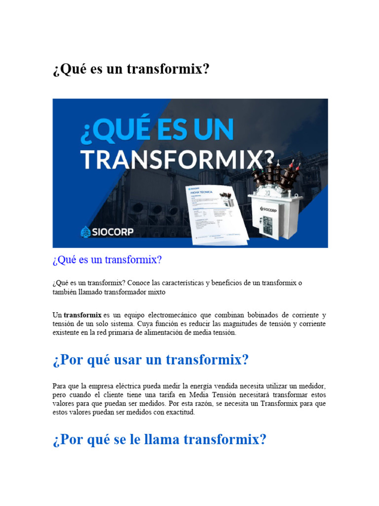 ¿Qué es un Transformix y su Función? | PDF | Transformador | voltaje
