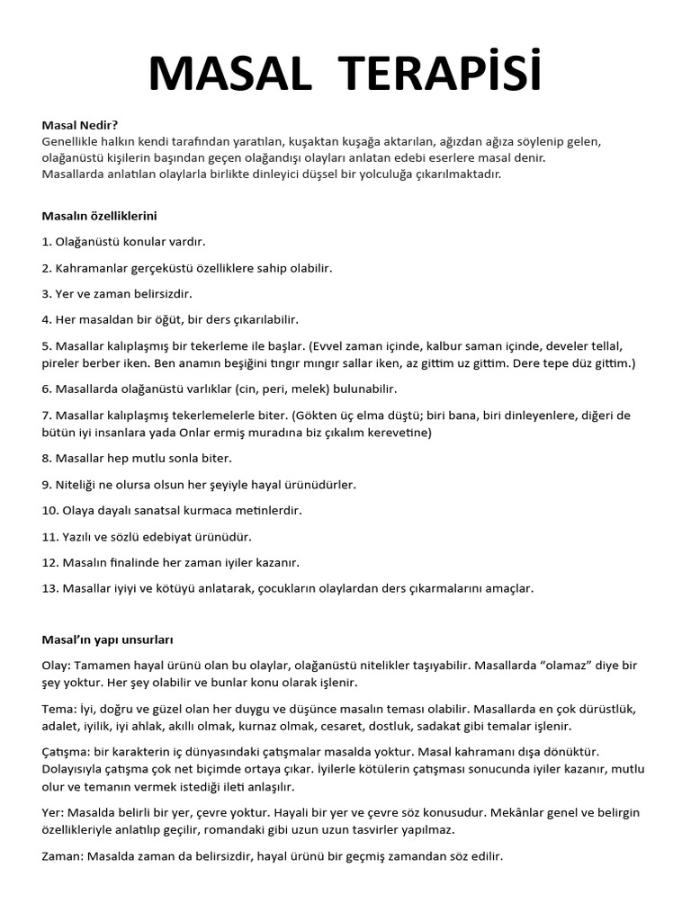 Masal Terapisi Ders Notu | PDF