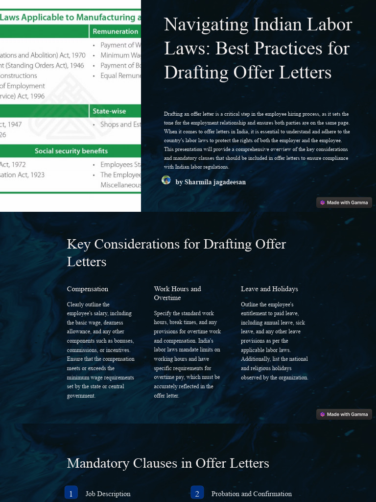 Indian Offer Letter Compliance Guide | PDF | Employment | Overtime