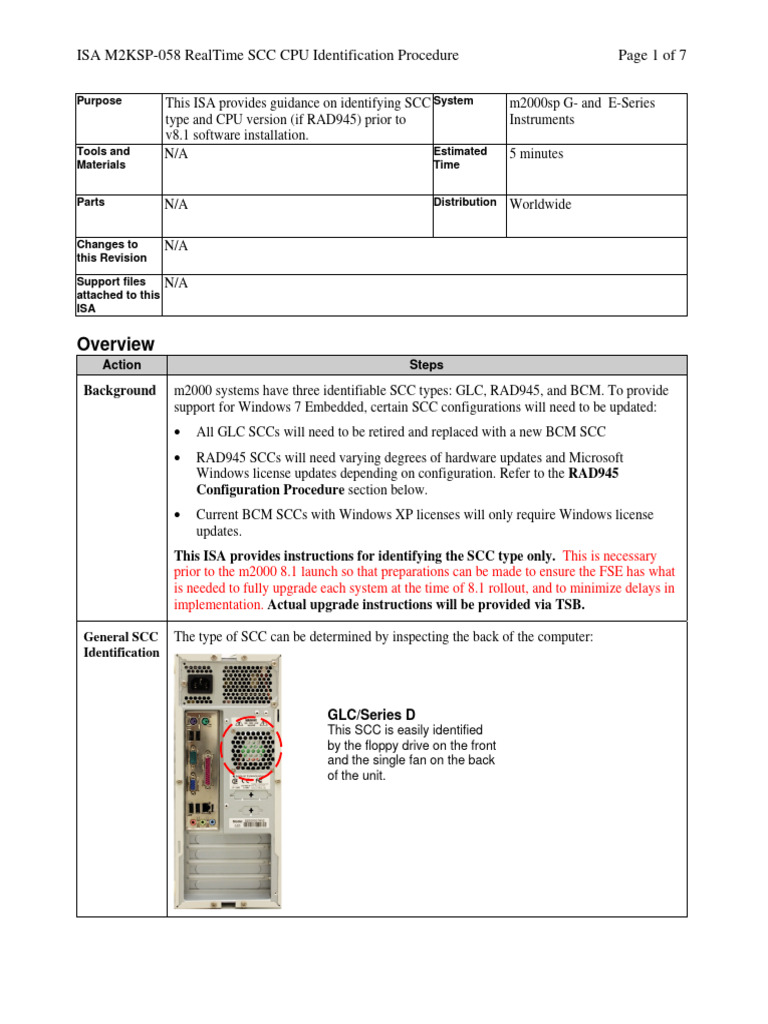 NEW ISA M2KSP-058 RealTime SCC CPU Identification Procedure | PDF | 64 Bit Computing | Central ...