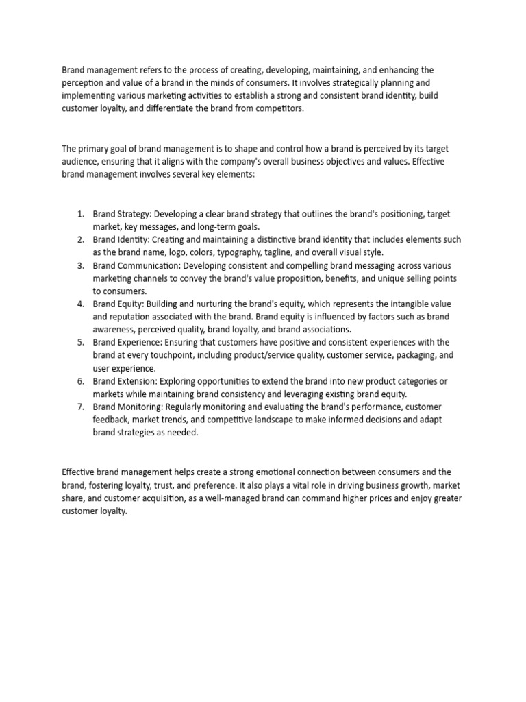 Essentials of Effective Brand Management | PDF