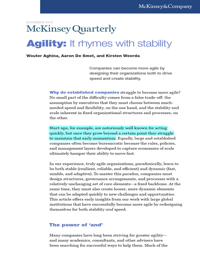 Achieving Agility Through Stability | PDF | Business